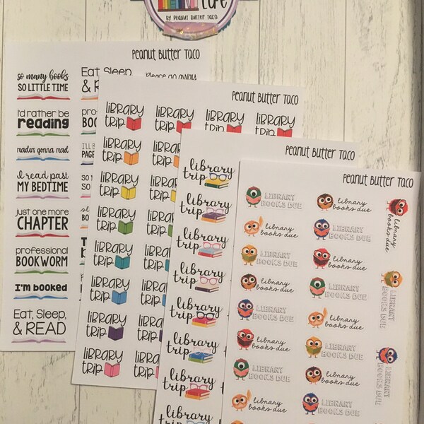 Library Trip Planner Stickers - Reading Planner Stickers - Library ...