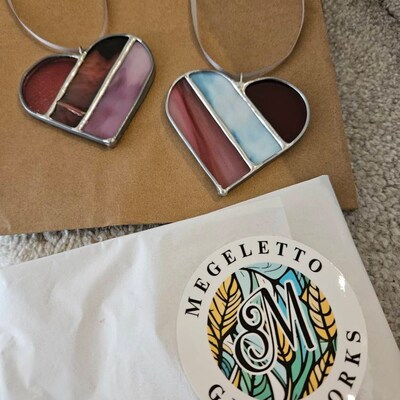 Stained Glass Heart Ornament Charm, Window Hanging, Wall Hanging Home ...