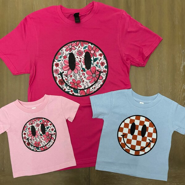 Retro Floral Smiley Face PNG: Distressed Vintage Sublimation (digital ...