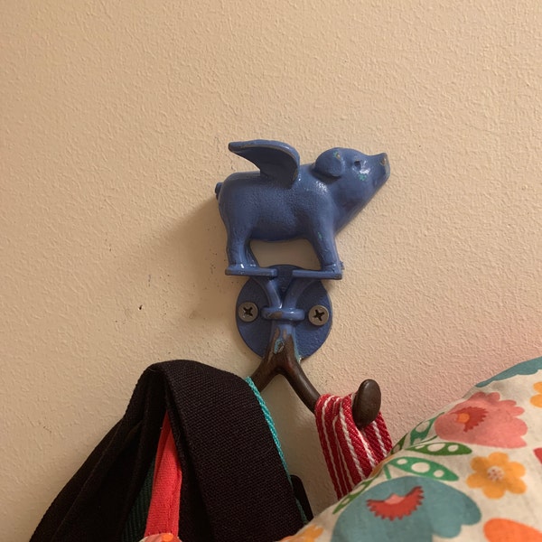 Pig Hook/ Wall Hook/ Pig Wall Hanger/ Piggy Wall Hook/ Blue Pig/ Home ...