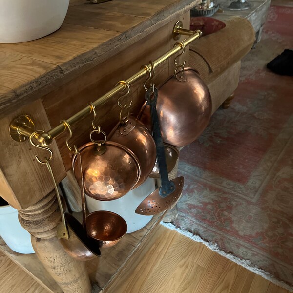 Brass Pot Rail Authentique Hand Crafted Natural Unlacquered Brass Wall ...