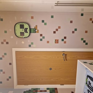 Pixel Block Square Wall Sticker Minecraft Inspired Sticker Gamer Wall ...