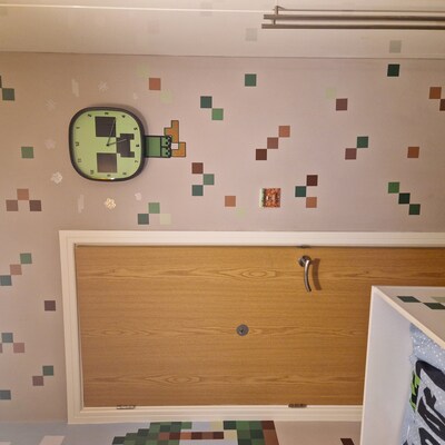 Pixel Block Square Wall Sticker Minecraft Inspired Sticker Gamer Wall ...