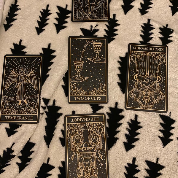 Gold Foil and Black Tarot Cards With Guide Book for Beginners and ...