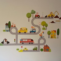 Transportation Wall Decal, Vehicles Cars and Animals Wall Sticker ...