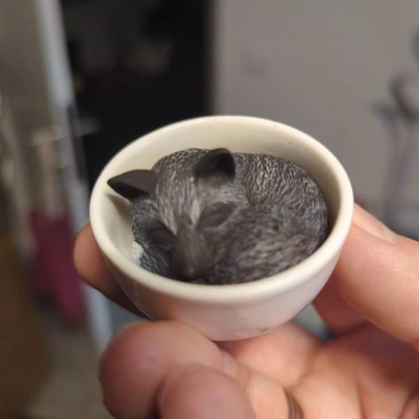 Miniature Red Fox Figurine Sleep in Teacup. Handmade Resin Teacup Fox ...