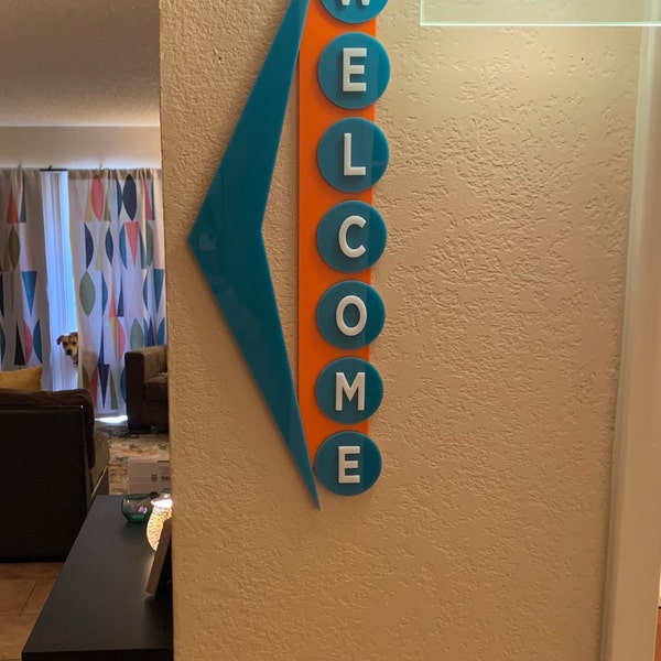 Mid-century Modern Style Vertical Welcome Sign | MCM Home Decor ...