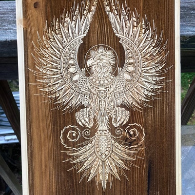 Wood Burned Phoenix Wall Hanging Firebird Fantasy - Etsy