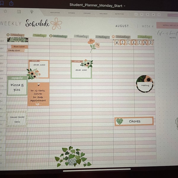 Digital Student Planner, Digital Planner Ipad, Notability Planner ...
