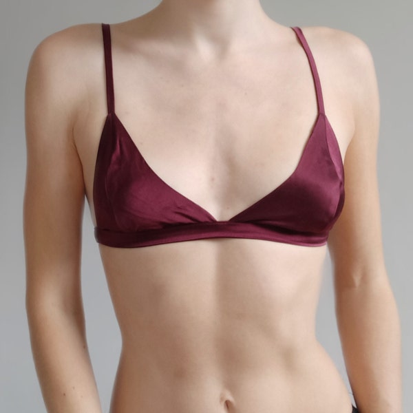 Brown Silk Lingerie Set Pure Silk Bralette And Thong Silk Satin Bra