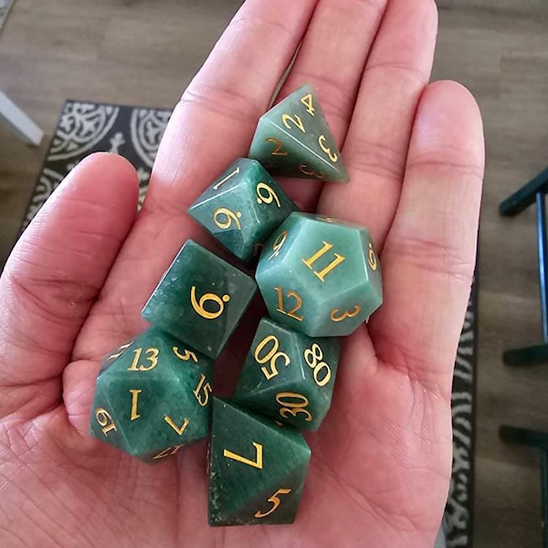 Natural Green Jade Dnd Dice Set| Gemstone D20 Dice Set| Dungeons and ...