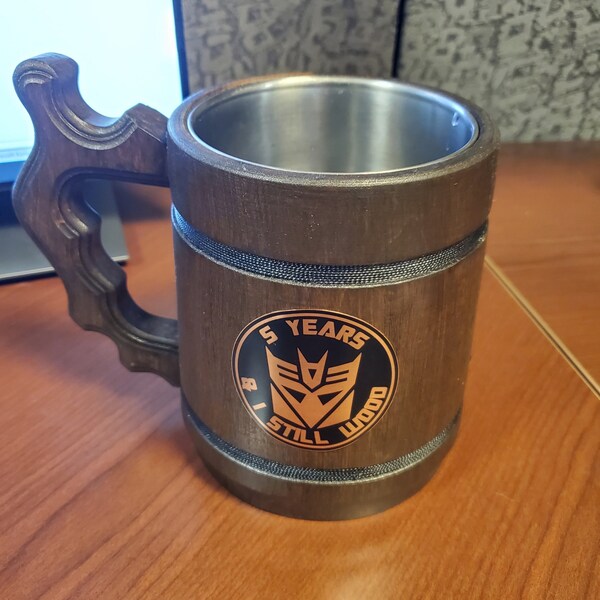 Decepticon Wooden Beer Mug, Transformers Beer Stein - Etsy