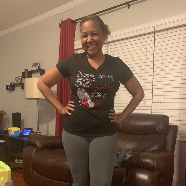 Stepping Into My 52nd Birthday Like a Boss Bling Shirt, Birthday Bling ...