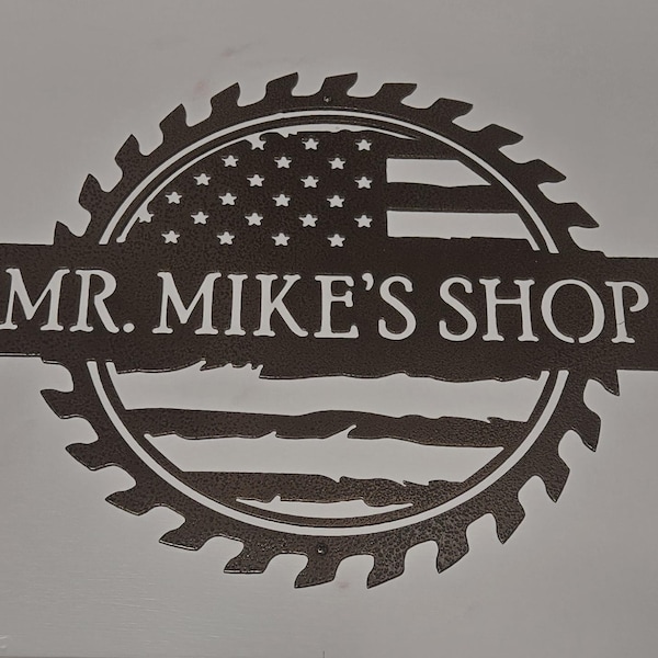 Custom American Flag Workshop Sign | Metal Shop Sign | Free Shipping ...