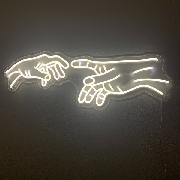 Hands of God Neon Sign, Hand of God Wall Art Neon Sign, Interior ...