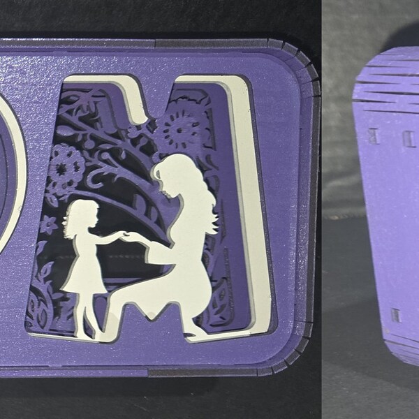 Mom & Daughter Shadow Box SVG, Standing Mom and Daughter Multilayer ...