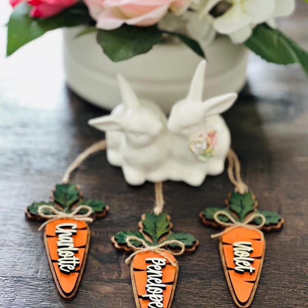 Personalized Carrot Easter Basket Tag | Laser Cut Birch & MDF - Etsy