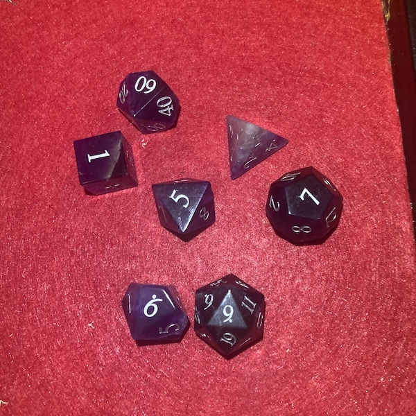 Natural Amethyst Dice Set| Gemstone D20 D&D Dice Set| Dungeons and ...