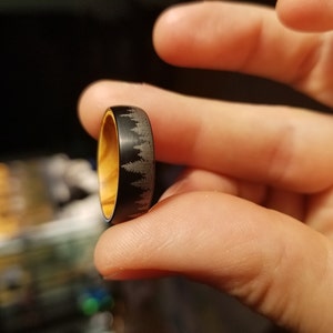 Nature Ring Mens Wedding Band Wood Ring With Forest Trees Mens Ring ...