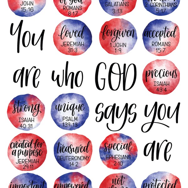 Blue Grey Identity in Christ Printable Bookmark You Are Who God Says ...