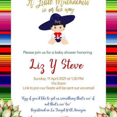 Editable Muchachito Baby Shower Invitation, Editable Mexican Blanket ...