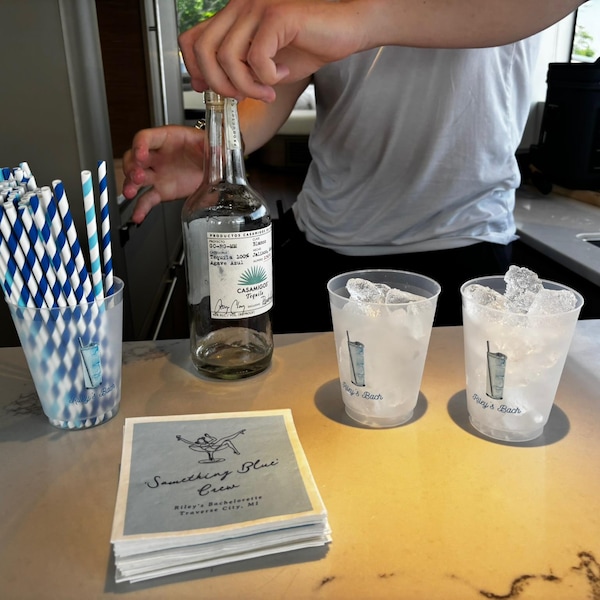 Personalized Frosted Party Cups With Cocktail Icons | Custom Stadium ...