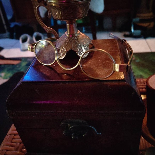 Antique 1890's AO Victorian Era NICKEL & GOLD Wire Rim Eyeglasses ...