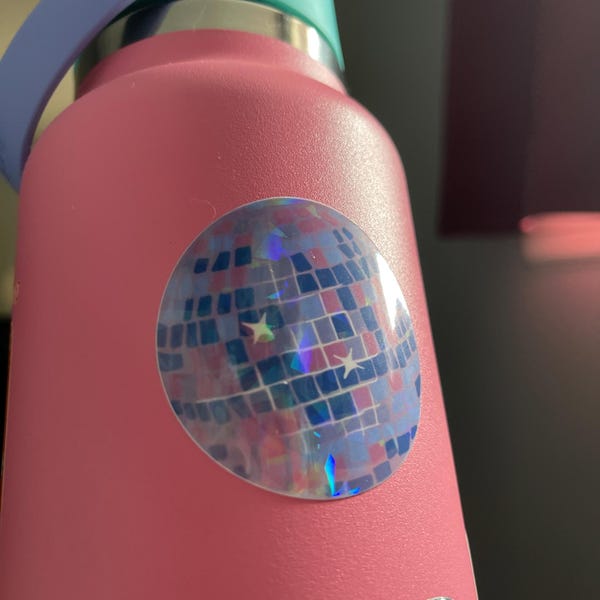 Holographic Disco Ball Vinyl Sticker L Water Bottle Sticker | Laptop ...