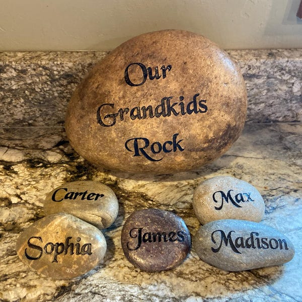 Engraved Inspirational Stones Mothers Day Stone, Carved Stone, Namesake ...