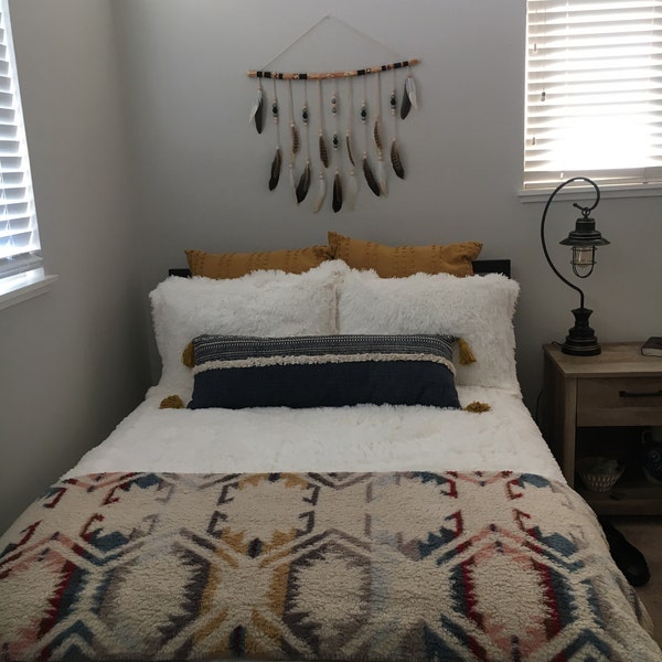 Large Native American Art, Native American Decor, Feather Wall Art ...