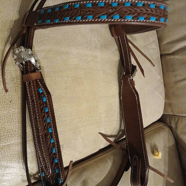 Belt Style White Buckstitch- Split Ear Headstall - Western Headstall ...