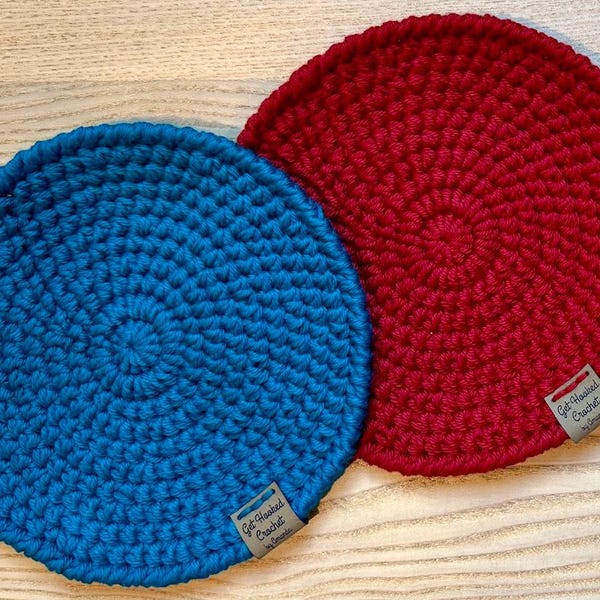 Farmhouse Trivet, Round Crochet Trivet, Crochet Hot Pad, Knit Potholder ...
