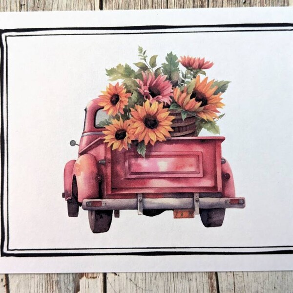 Vintage Farm Truck With Watercolor Sunflowers Clipart Bundle - 20 Pngs ...