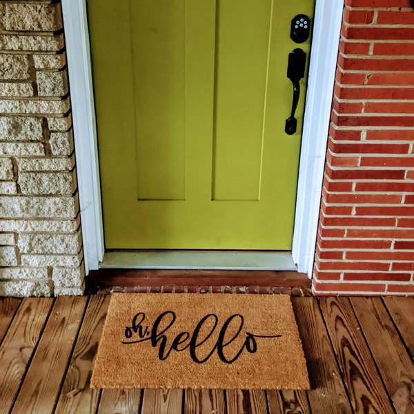 Oh Hello Doormat, Hello Welcome Mat, Housewarming Gift, Cute Doormat ...