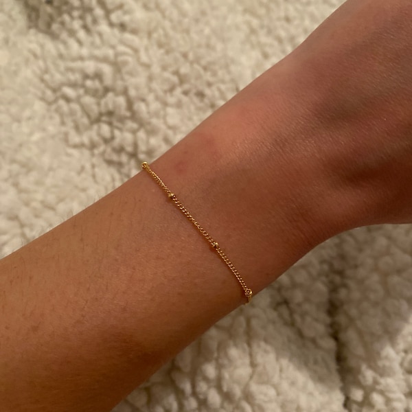 EVE Bracelet • Beaded Chain Bracelet • Delicate Bracelet, Minimal ...