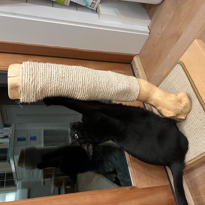 Natural, Handmade Custom Name Sisal Cat Scratching Post Condo With Fur Perch Sisal Toy Warm ...