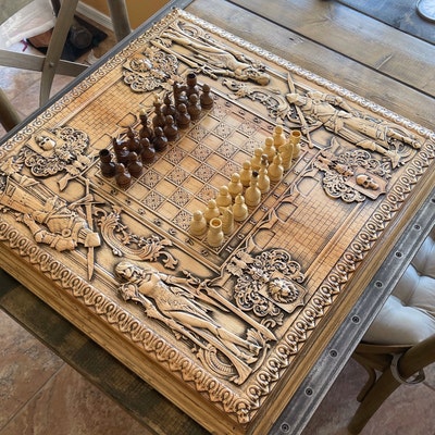 Medieval Wooden Chess Pieces Original Chess Pieces Wood - Etsy