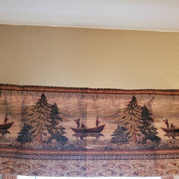 3 1/2 Inch Rod Pocket Valance, Cabin Decor, Tapestry Moose Valance ...