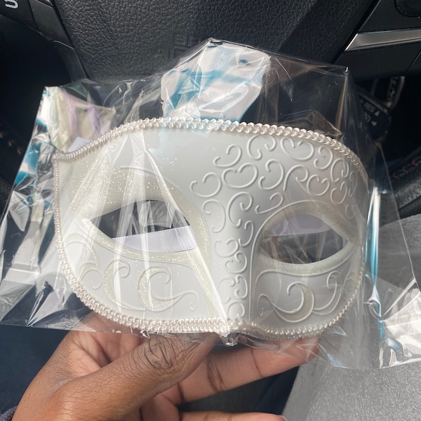 White Masquerade Mask, White Men Mask, Party Event Mask, Carnival Ball ...