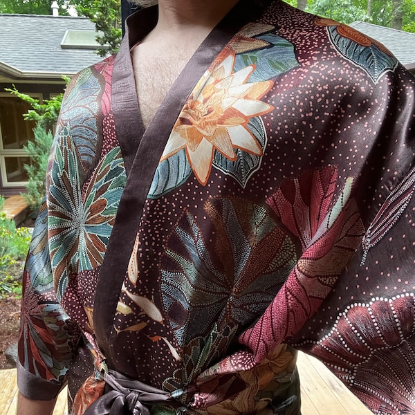 Silk Mens Kimono Robe,men's Kimono,boheme Dressing Gown for Man,long ...