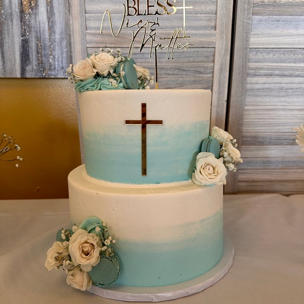 Custom Cake Topper, Baptism Cake Topper, God Bless Cake Topper, Acrylic ...