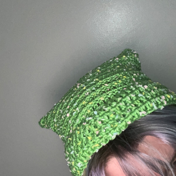 PATTERN - Cat Ear Striped Beanie Crochet Pattern - Etsy