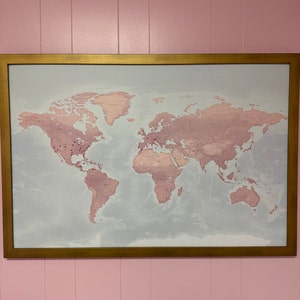 Push Pin World Map Poster Pink World Map World Map Push Pin Print ...