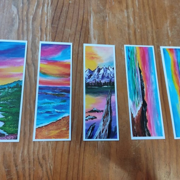 Pack of 5 or 10 Hand Painted Bookmark Prints, Gift, Book Lover ...