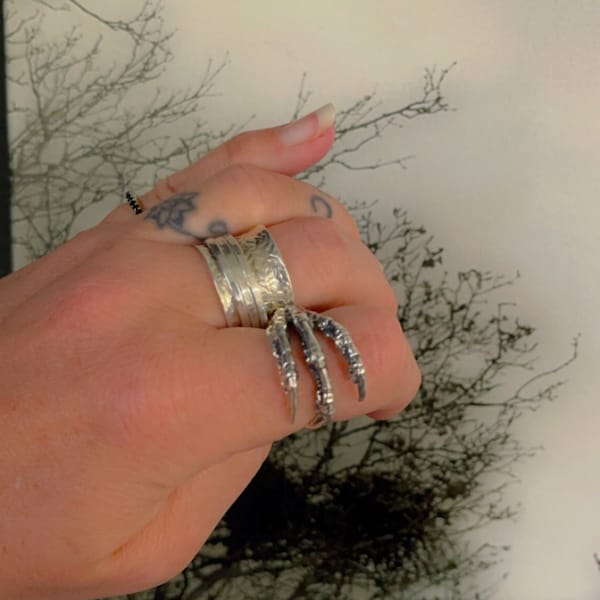 Raven Claw Talon Wrap Ring - Solid Hand Cast .925 Sterling Silver ...