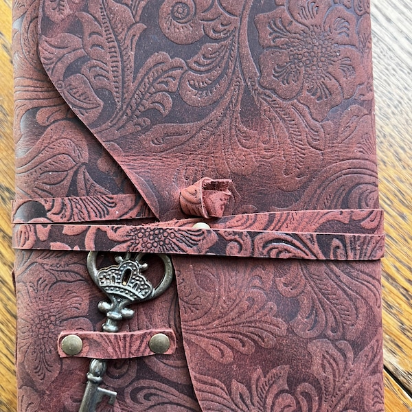 Handmade Artist Journal With Key Floral Embossed Paintbook Notebook ...