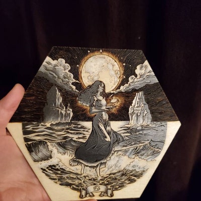 Pentagram Box With Pagan Engraved Pyrography Artwork, Ideal Wooden ...