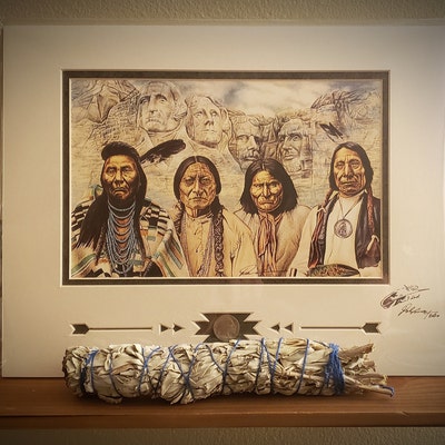 Native Mount Rushmore American// original Founding Fathers Art Print ...