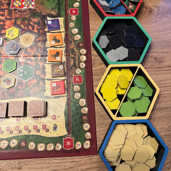 Large Hexagon Magnetic Board Game Token Trays With Velvet Lining - 25 ...