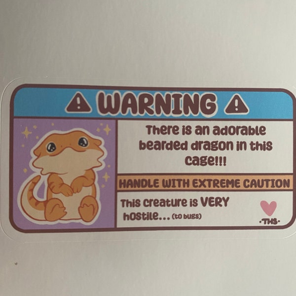 Warning Label Bearded Dragon Sticker - Etsy